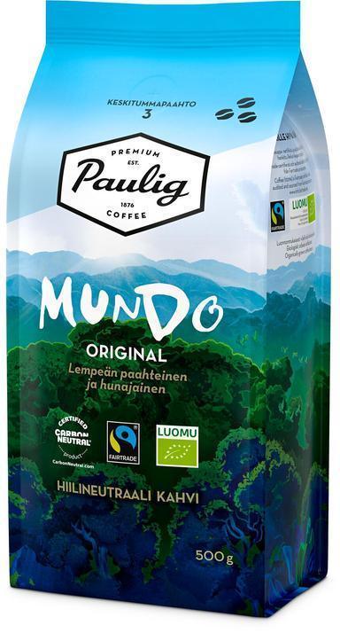 Paulig Mundo Organic Coffee Beans 500g - Full-Bodied Flavor | Finnish ...